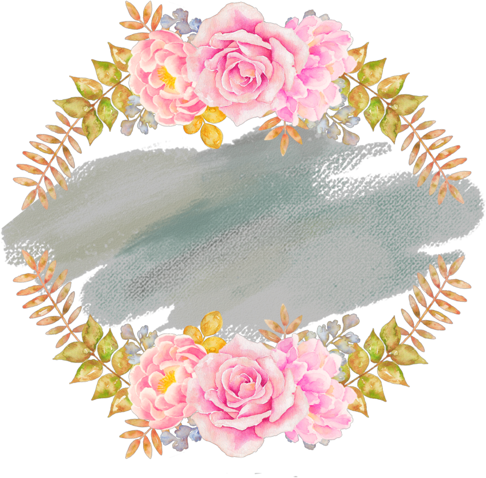 Ftestickers Watercolor Wreath Floral Pink - Beautiful Hand Paint ...