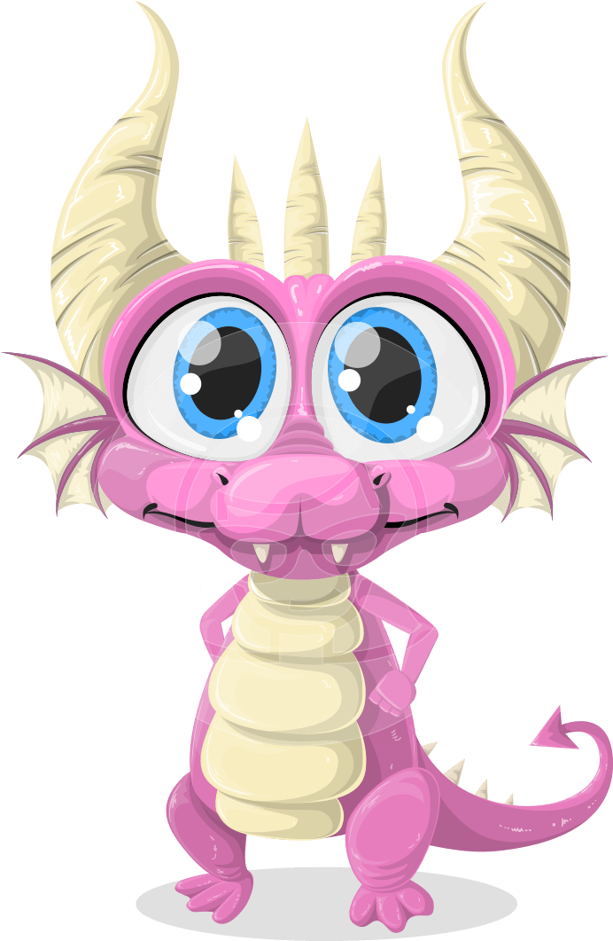 Little Draco A Cute Dragon Cartoon Illustrated - Dragon With Big Eyes ...