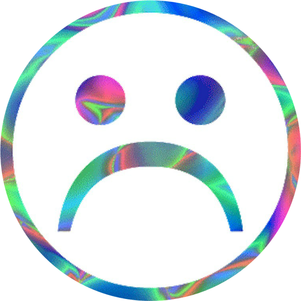 Sadface Smiley Sticker By Doublechin - Vaporwave Sad Face Png Clipart ...