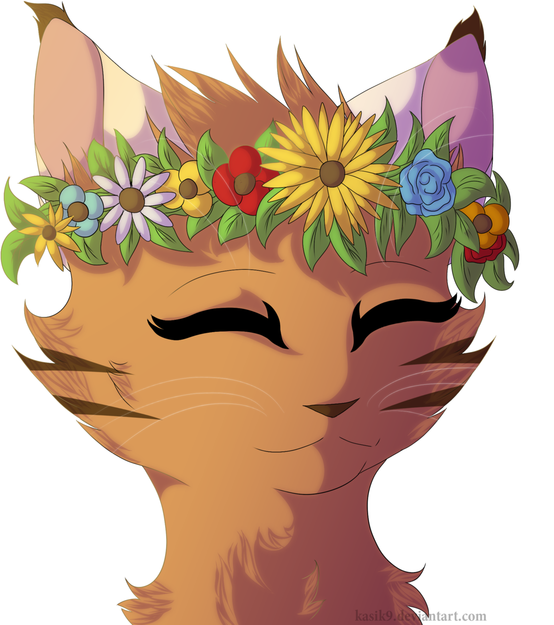 Animal Jam Flower Crown Clipart - Cat With Flower Crown Art - Png ...