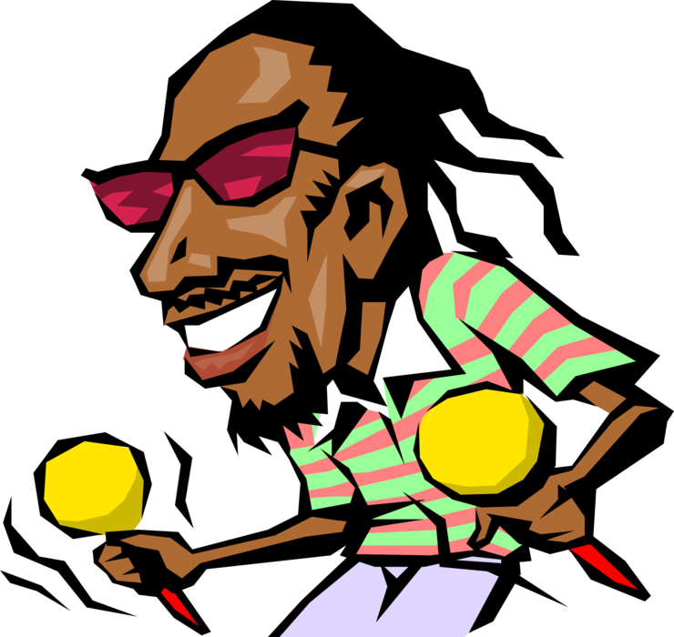 Vector Illustration Of Caribbean Musician With Maracas - Cartoon ...