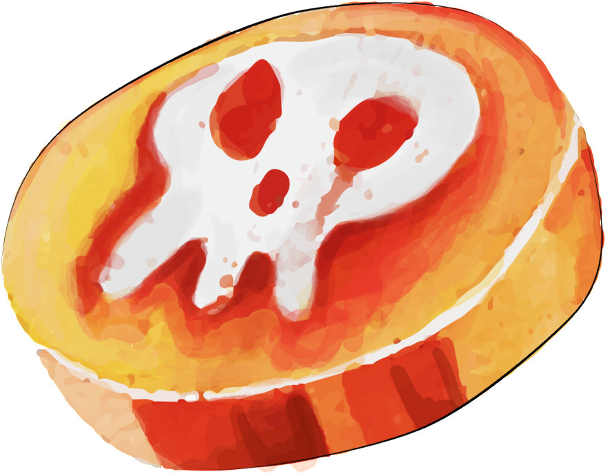 Orange Skull Watercolor Hand-painted Transparent Clipart - Large Size ...