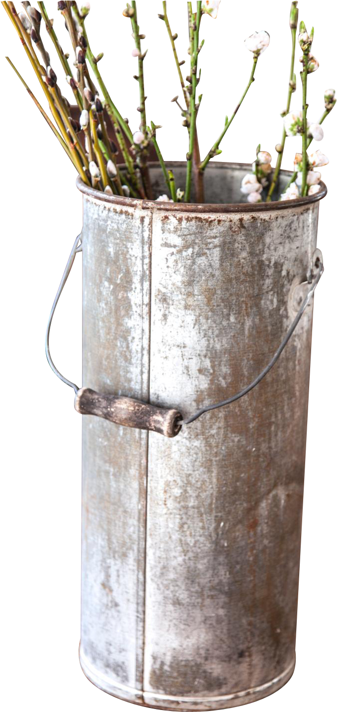 Vintage Galvanized Tall Florist Pail - Transparent Shabby Chic Vase Png ...