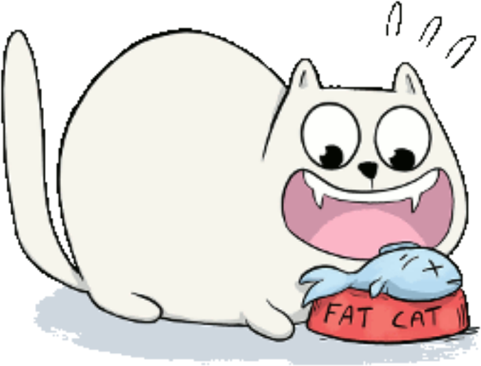 Fatcat Eating - Cartoon Clipart - Large Size Png Image - PikPng