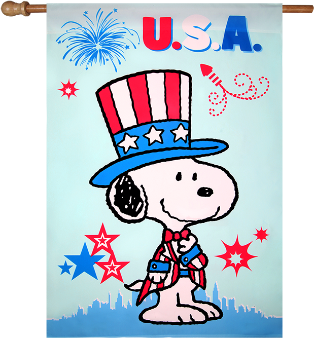 Patriotic Peanuts Usa House Flag - Snoopy Usa Clipart - Large Size Png ...