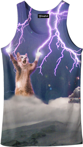 Cat With Lightning Shirt Clipart - Large Size Png Image - PikPng