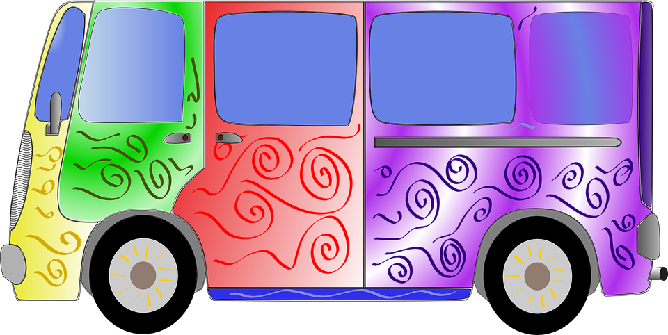 Hippie Clipart 60's - Colorful Bus Clip Art - Png Download - Large Size ...