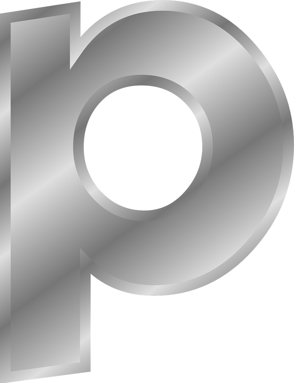 English Alphabets P - Silver Letter P Clipart - Large Size Png Image ...