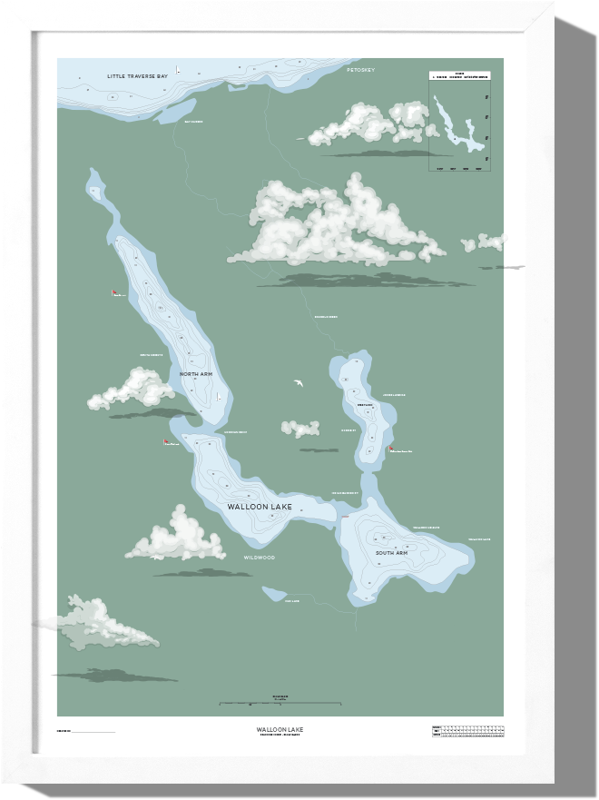 Walloon Lake Nautical Map Roo Kee Roo - Poster Clipart - Large Size Png ...