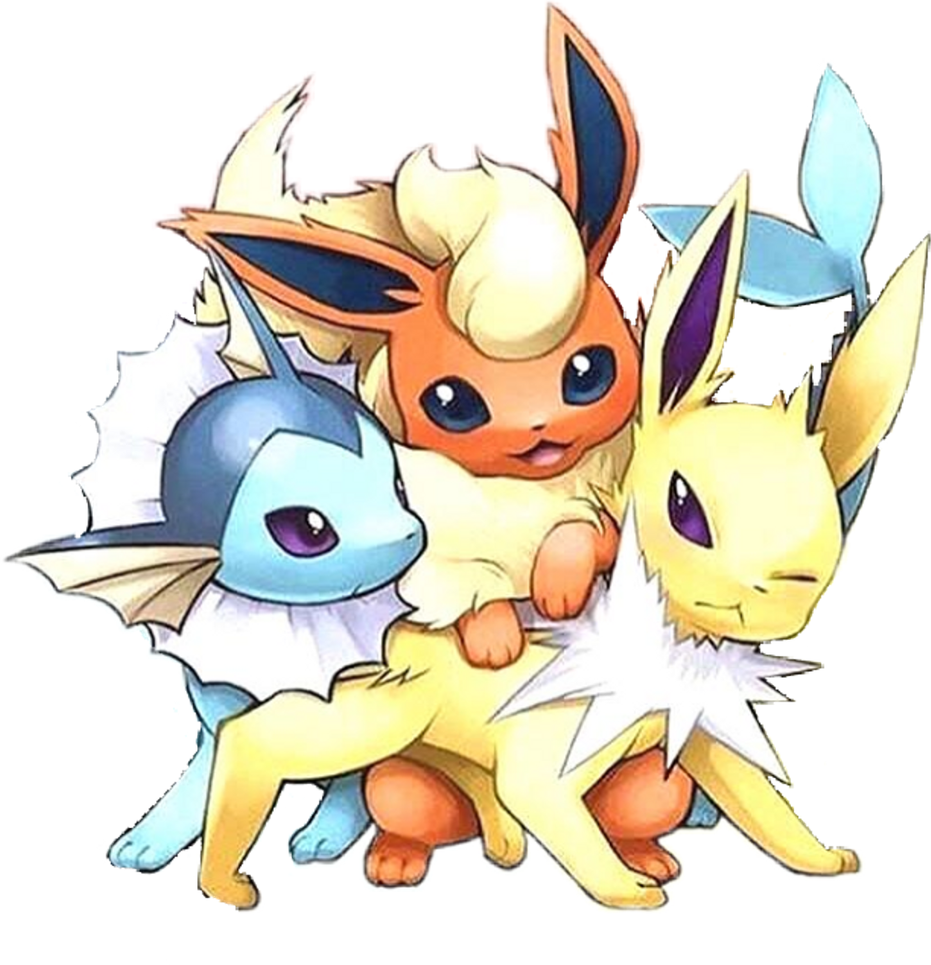 Pokemon Sticker - Flareon Jolteon And Vaporeon Art Clipart - Large Size ...