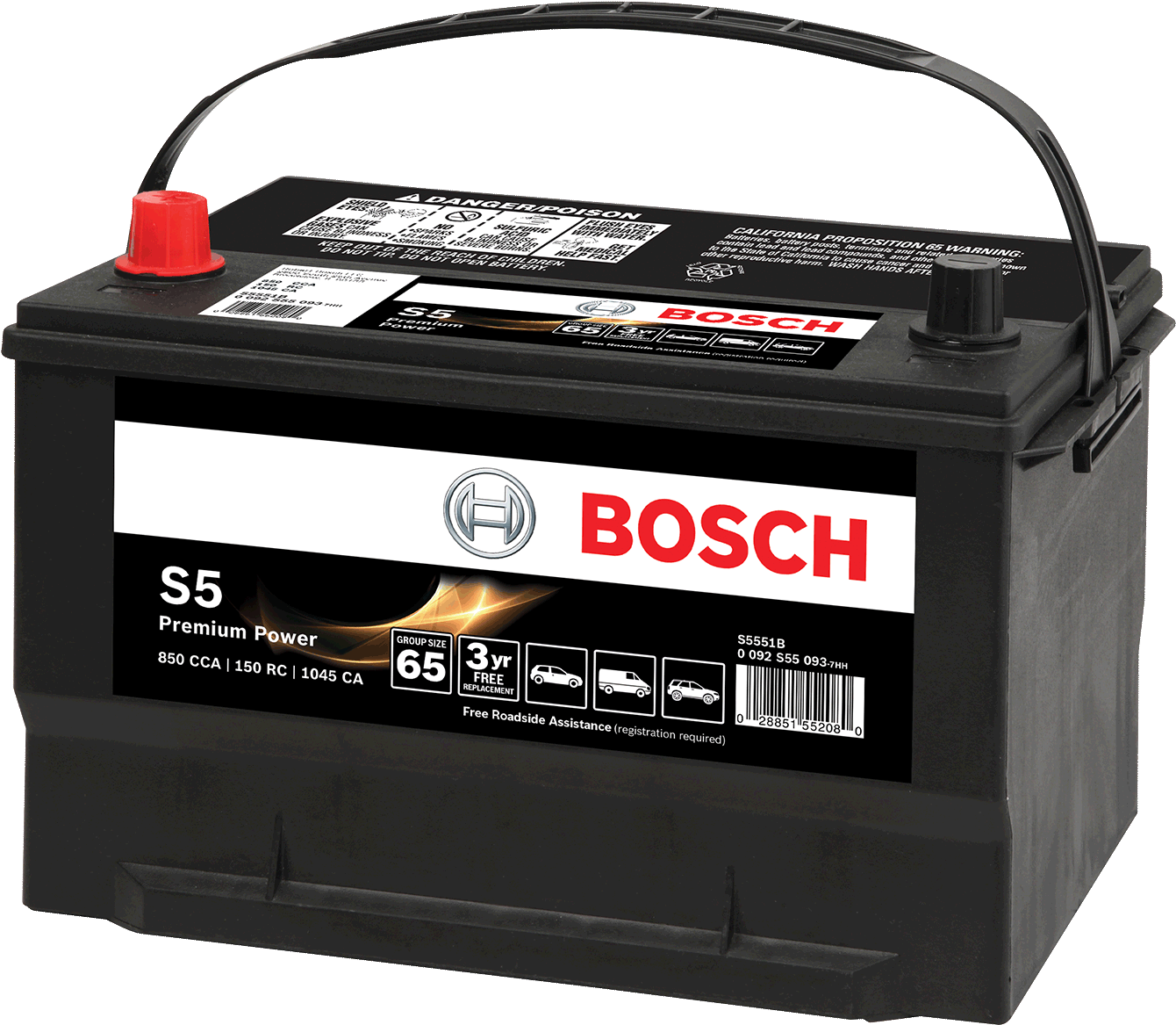 Automotive Battery - Bosch 636 Car Battery Clipart - Large Size Png ...