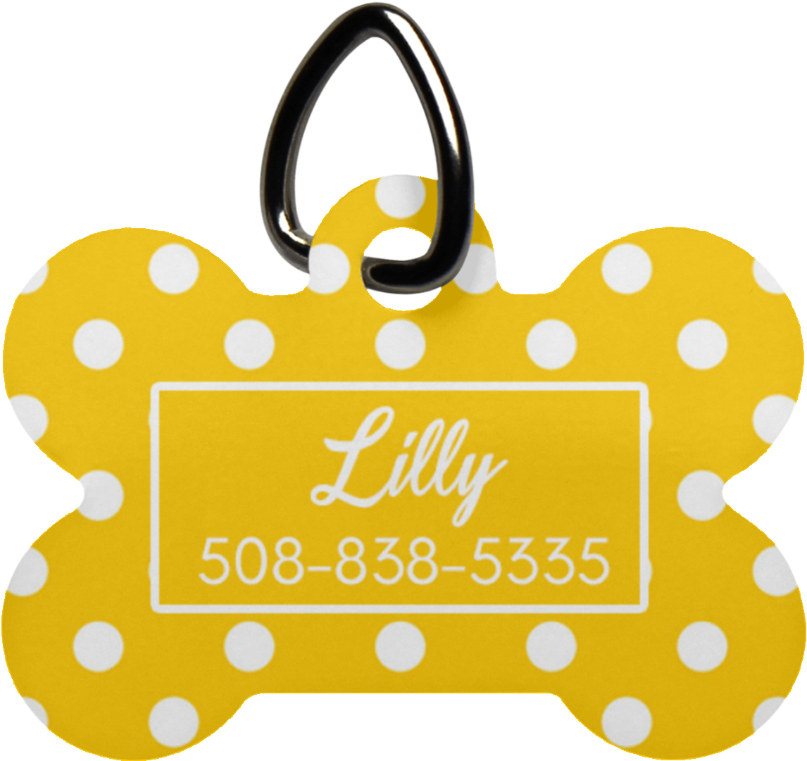 Yellow Polka Dot Dog Bone Luv Tag - Pet Tag Clipart - Large Size Png ...