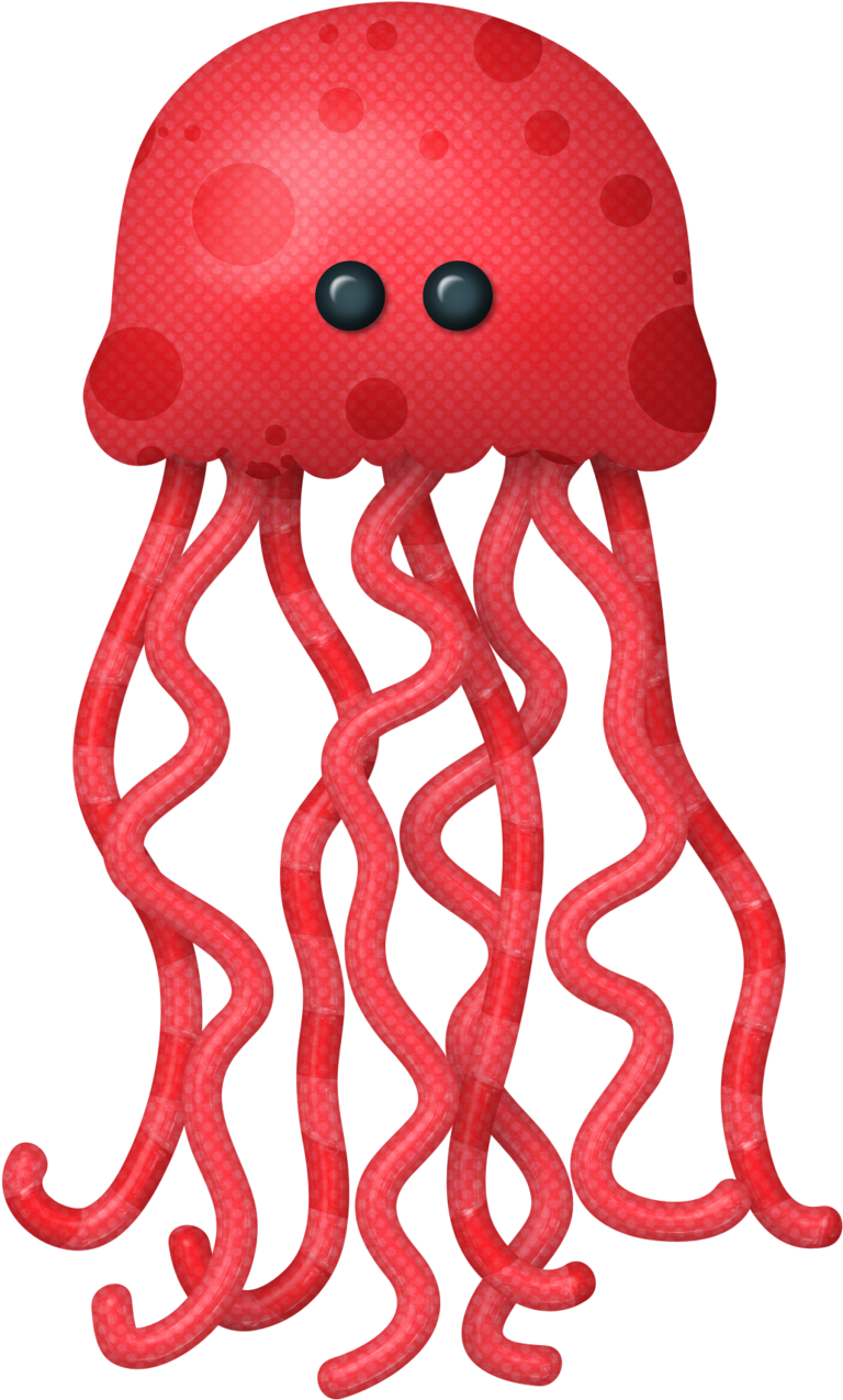 Marine Life Clipart Red Jellyfish - Jelly Fish Animals Clipart - Png ...
