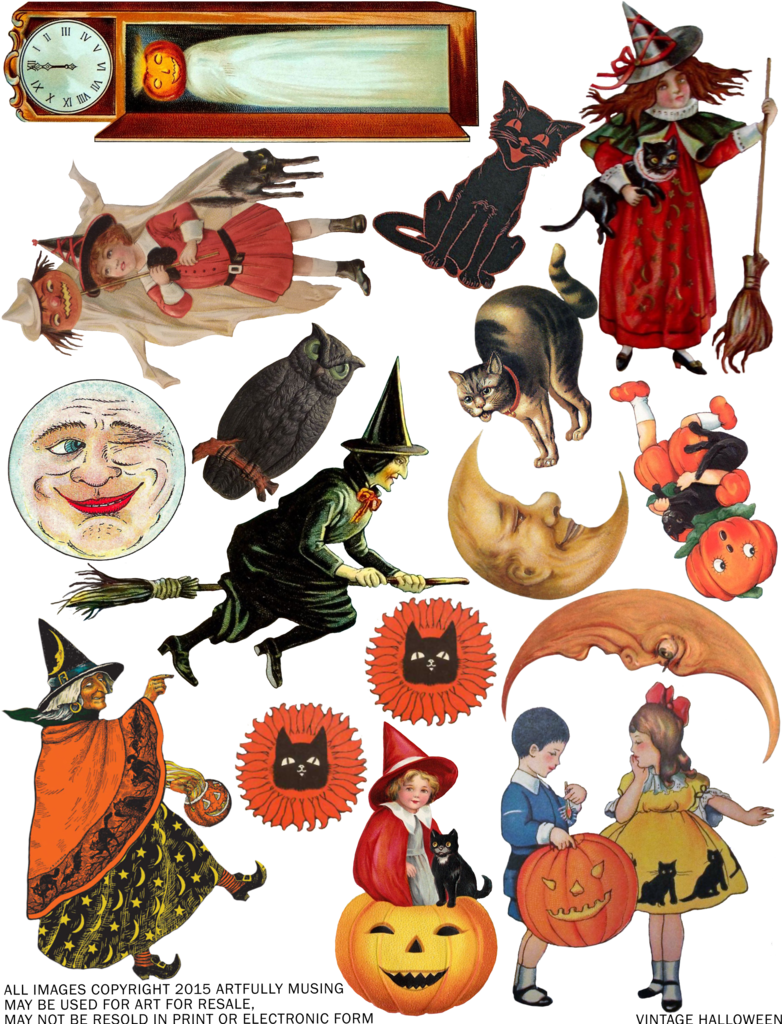 Free Vintage Halloween Collage Sheet - Vintage Halloween Clip Art - Png ...