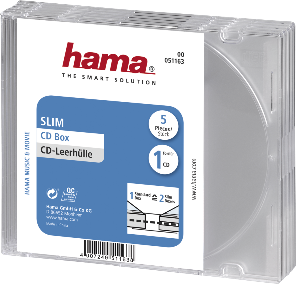 Slim Cd Jewel Case, Pack Of 5, Transparent - Hama Jewel Case Clipart ...