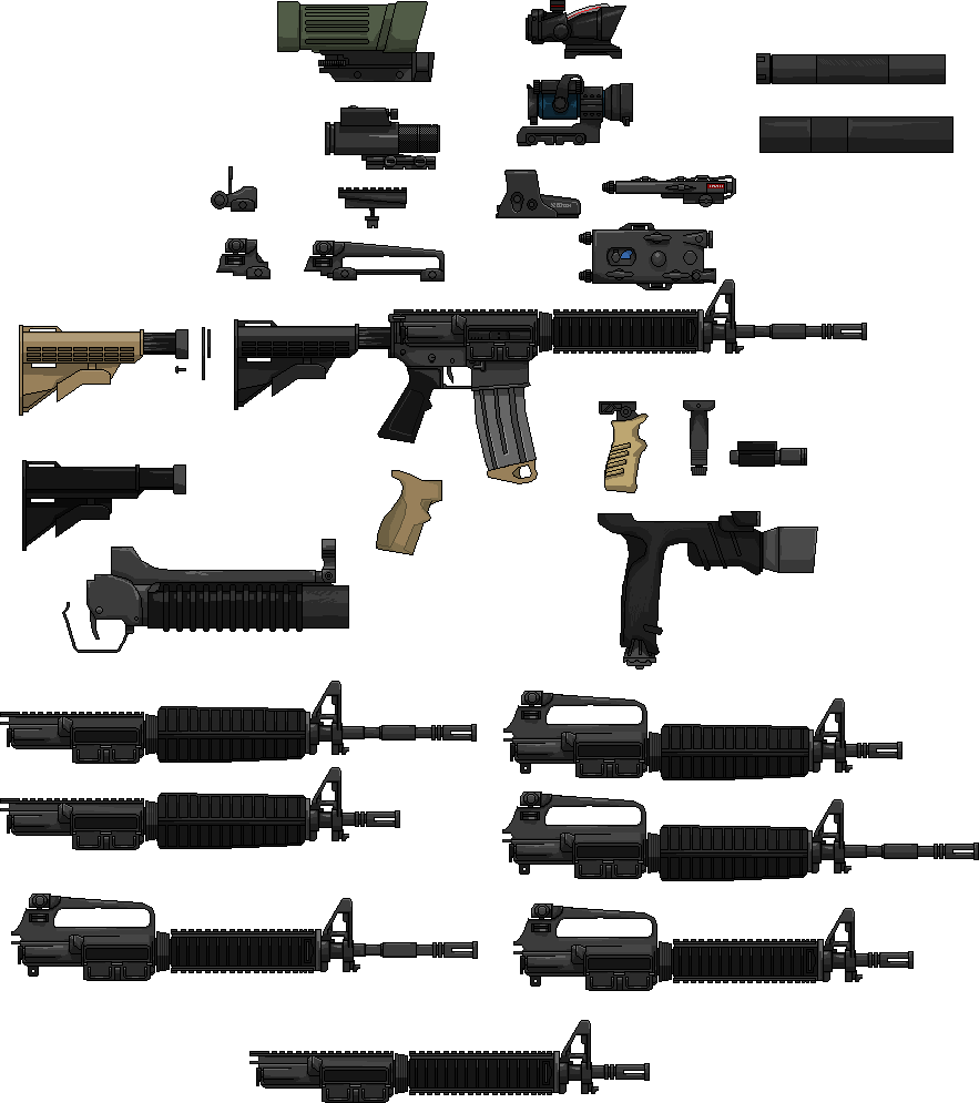 Drawn Rifle M4a1 - M4 Carbine Accessories Clipart - Large Size Png ...