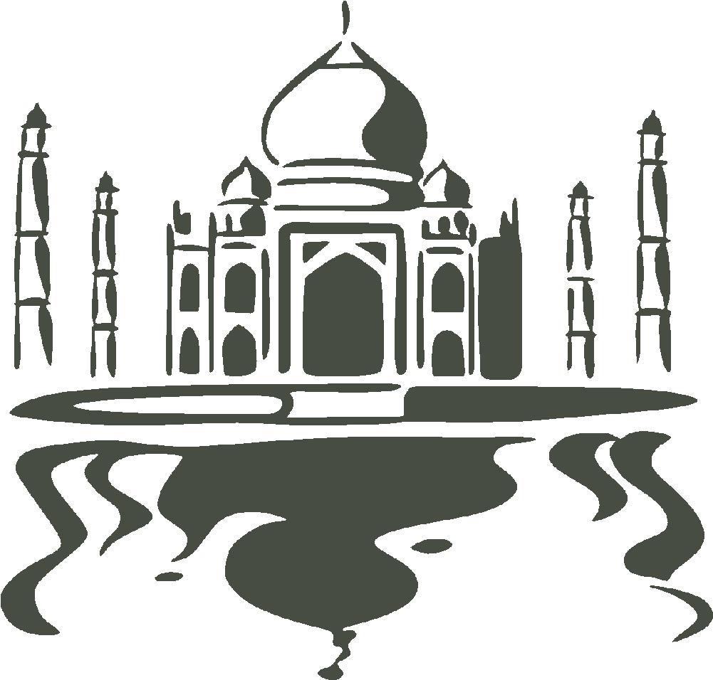 Taj Mahal Black And White Clipart - Large Size Png Image - PikPng