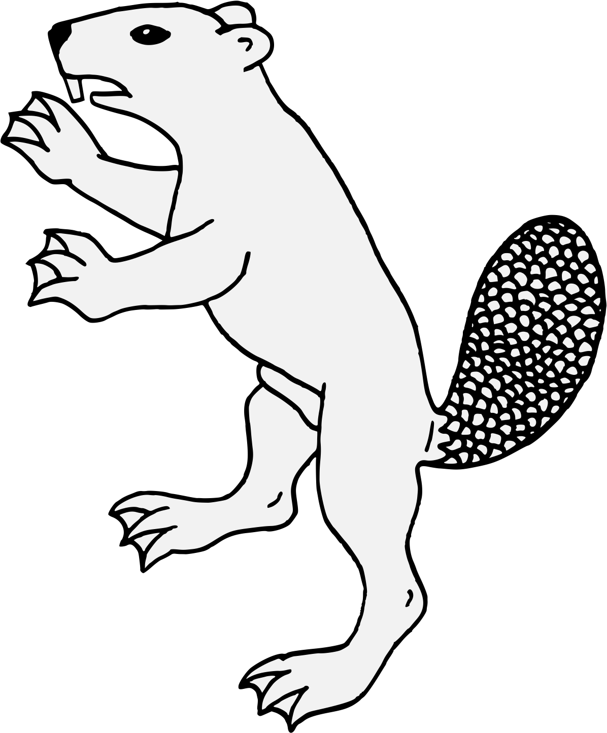 Beaver Rampant - Line Art Clipart - Large Size Png Image - PikPng