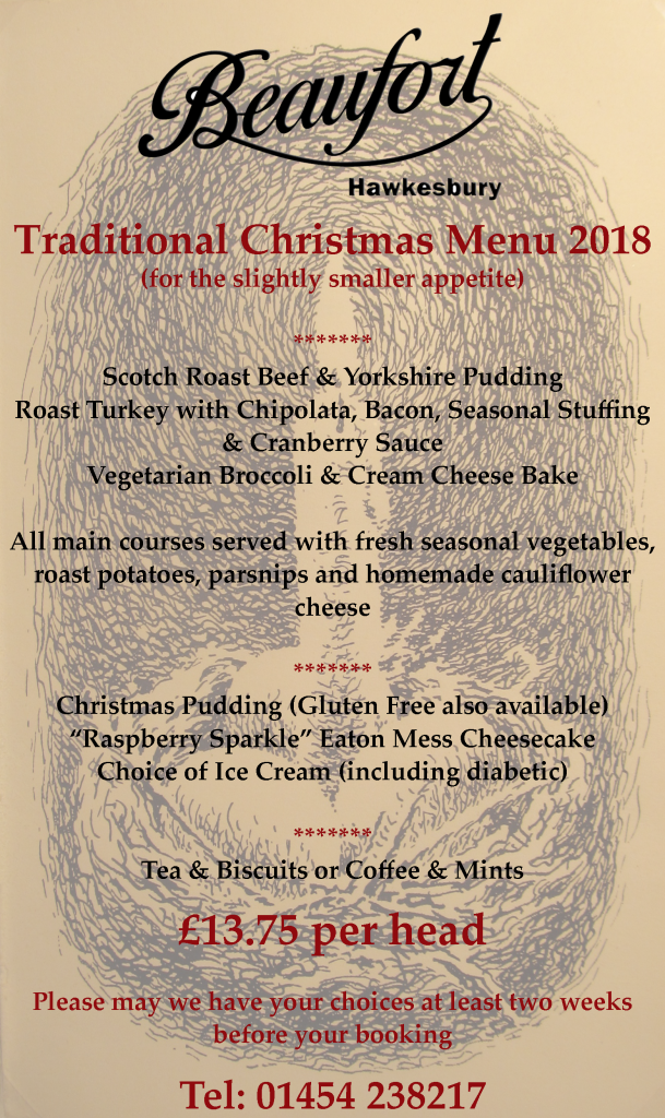 Beaufort Arms Christmas 2018 Luncheon Menu Beaufort - Poster Clipart ...