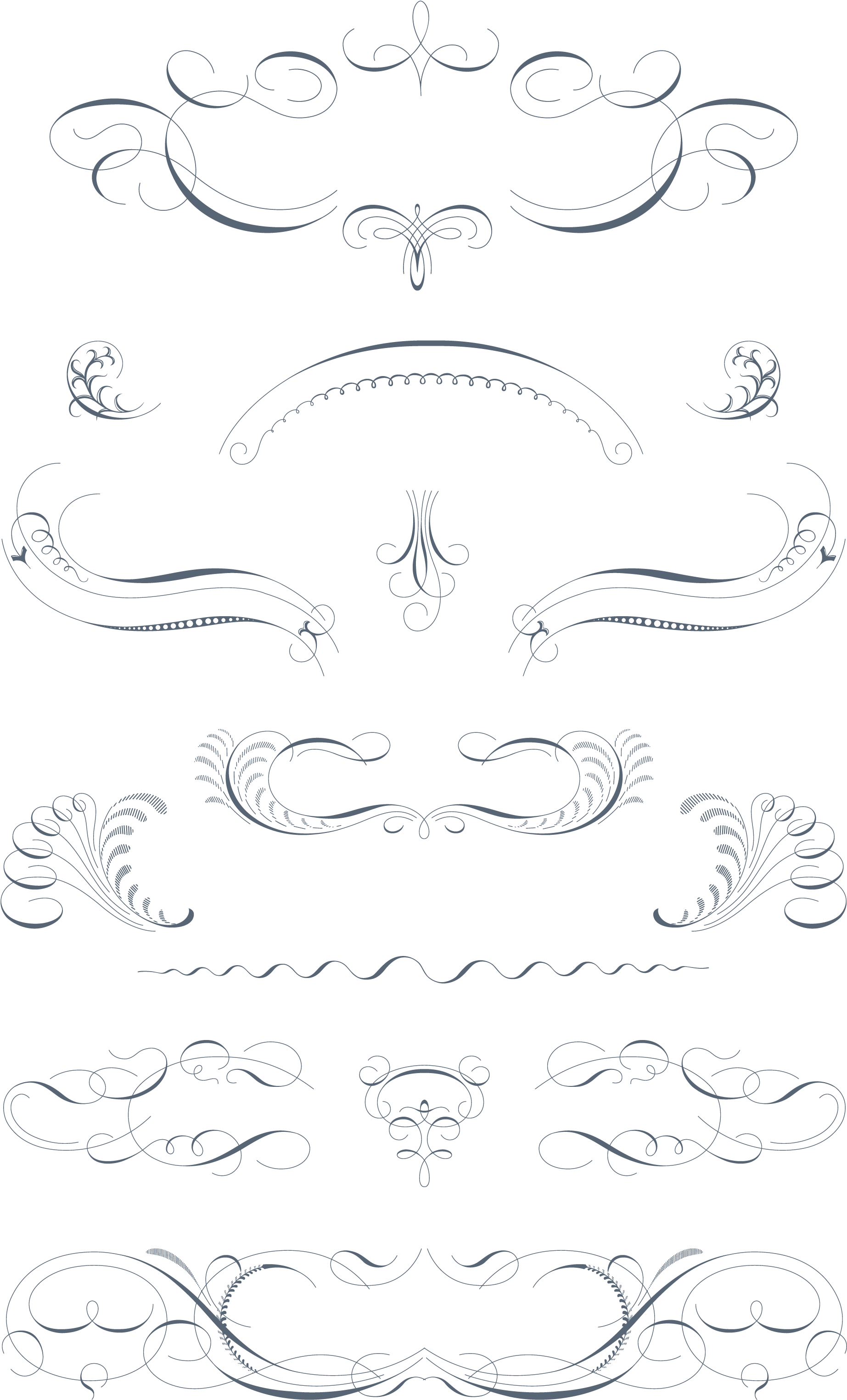 Luxurious Flourishes Vector Pack - Drawing Clipart - Large Size Png Image - PikPng