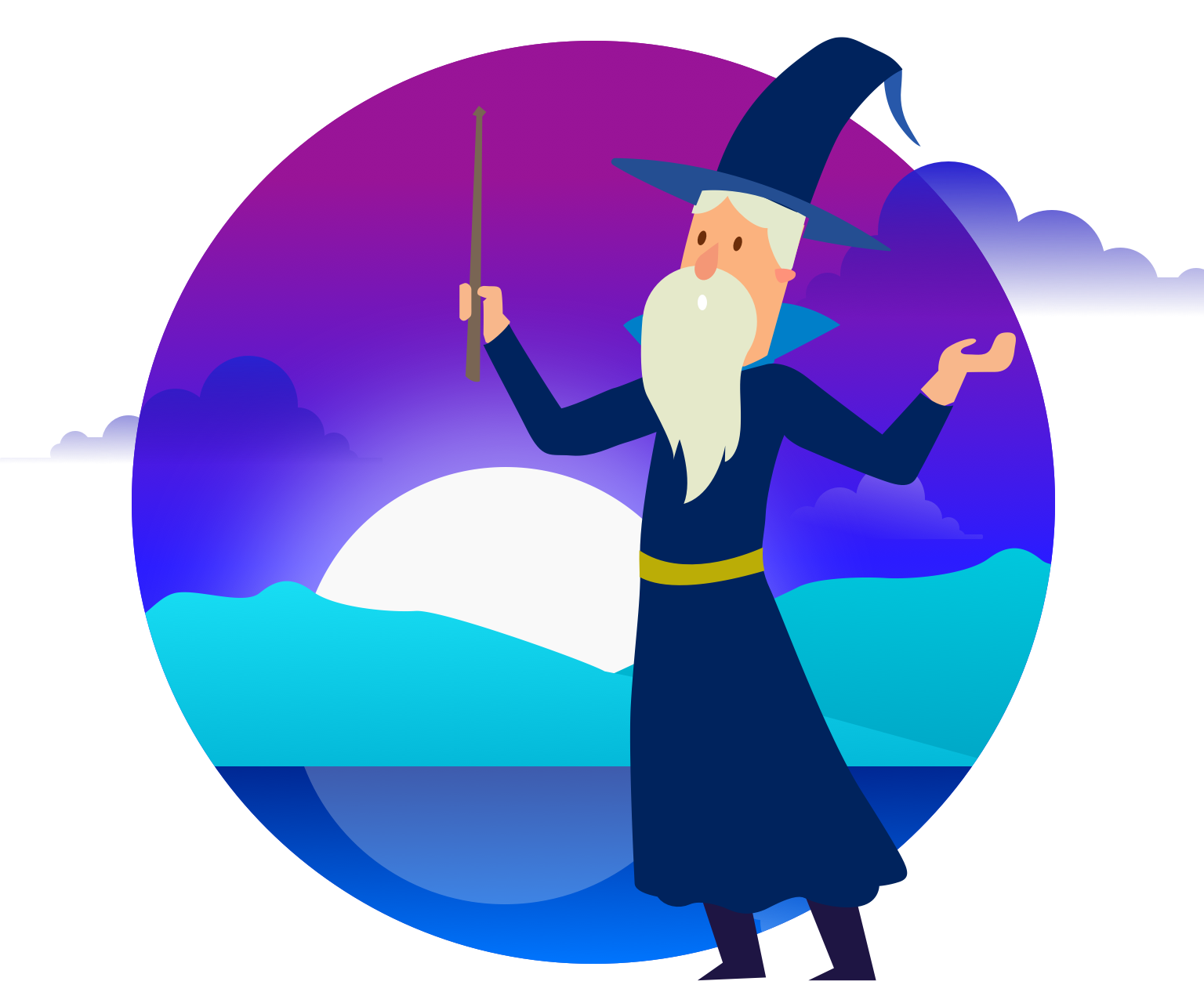 A Wand Wielding Wizard Looking Wonderful - Cartoon Clipart - Large Size ...