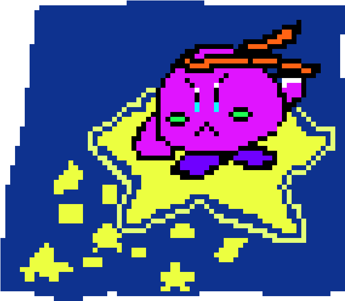 A Kirby Recolor With A Bandana Riding A Frikin Star Clipart - Large ...