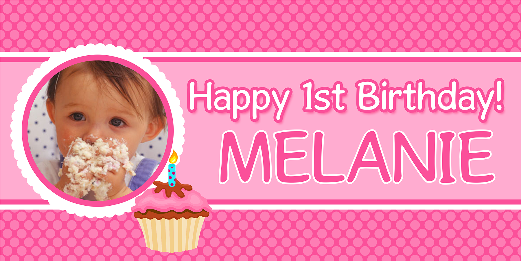 First Birthday Cupcake Banner - Birthday Clipart - Large Size Png Image ...
