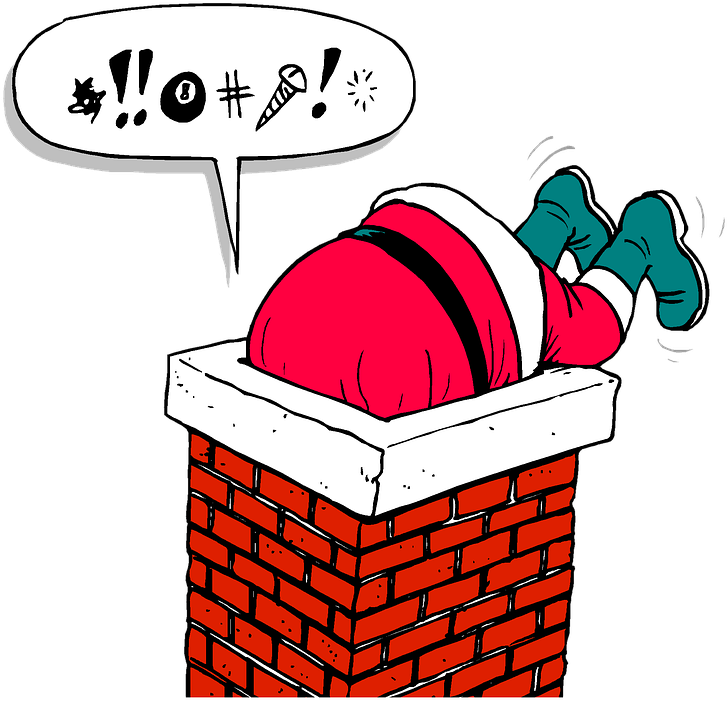 Santa, Chimney, Stuck, Christmas, Holiday, Present - Father Christmas ...