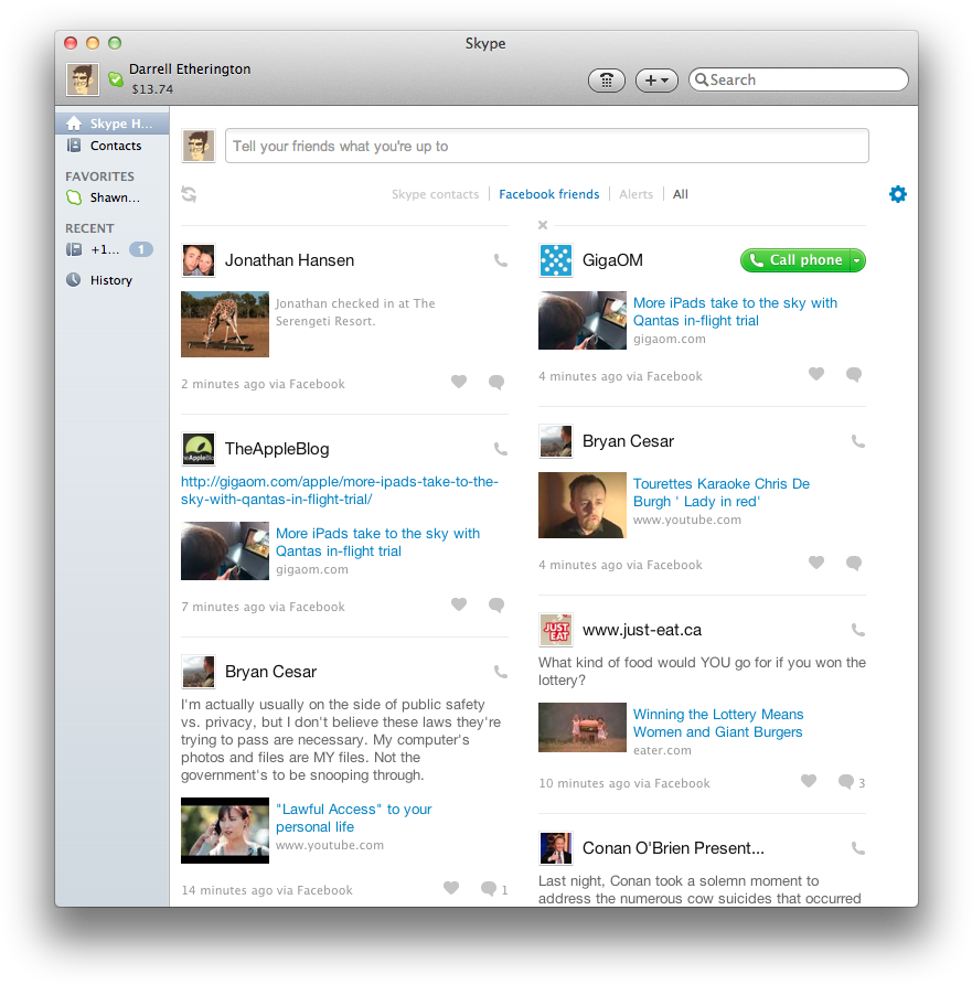 It's - Skype Home Screen Mac Clipart - Large Size Png Image - PikPng