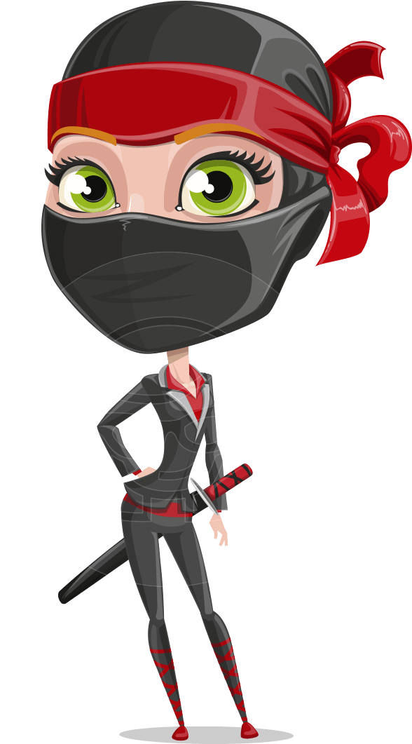 Vector Female Ninja Cartoon - Female Ninja Cartoon Clipart - Large Size ...