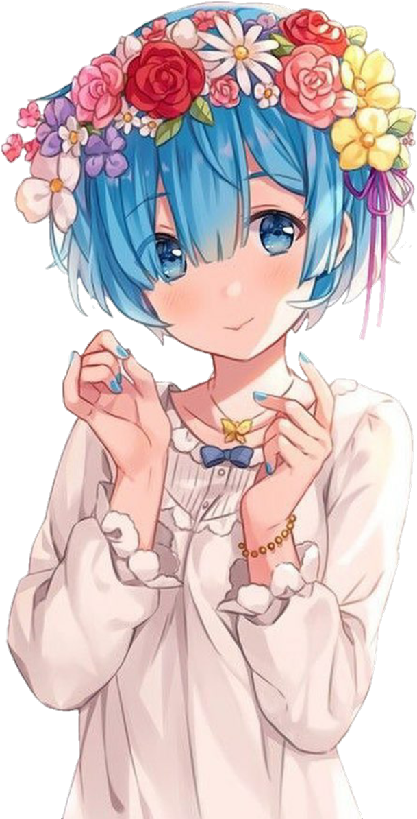 Rem Sticker - Rem Re Zero Flowers Clipart - Large Size Png Image - PikPng