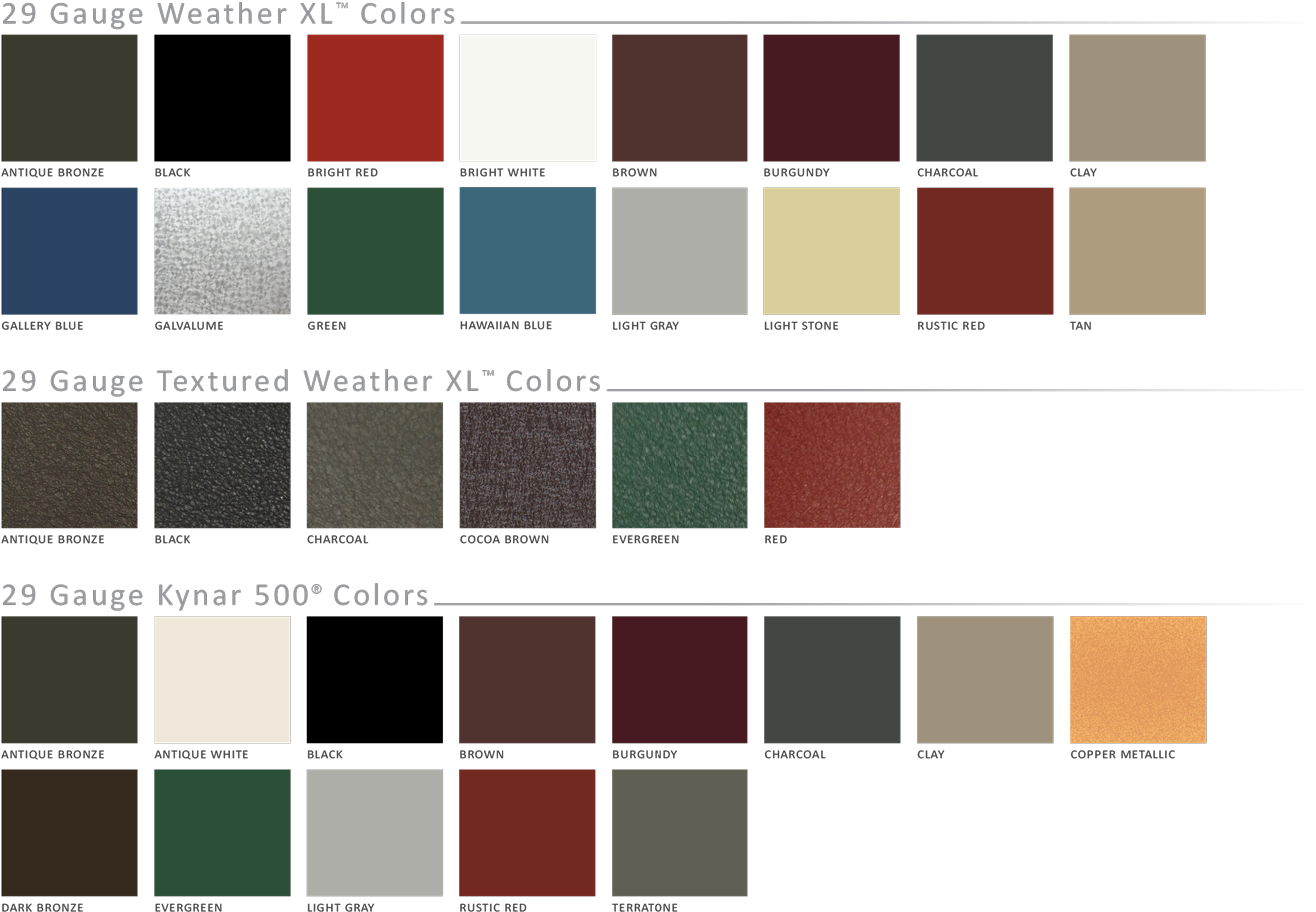 Premier Rib Color Chart - Ribbed Metal Siding Colors Clipart - Large ...
