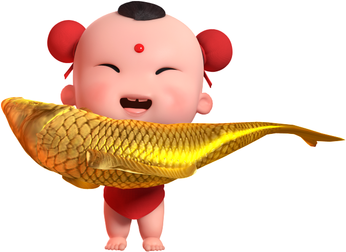 Cartoon Fuwa Hand Holding Goldfish Decorative - Chinese New Year ...