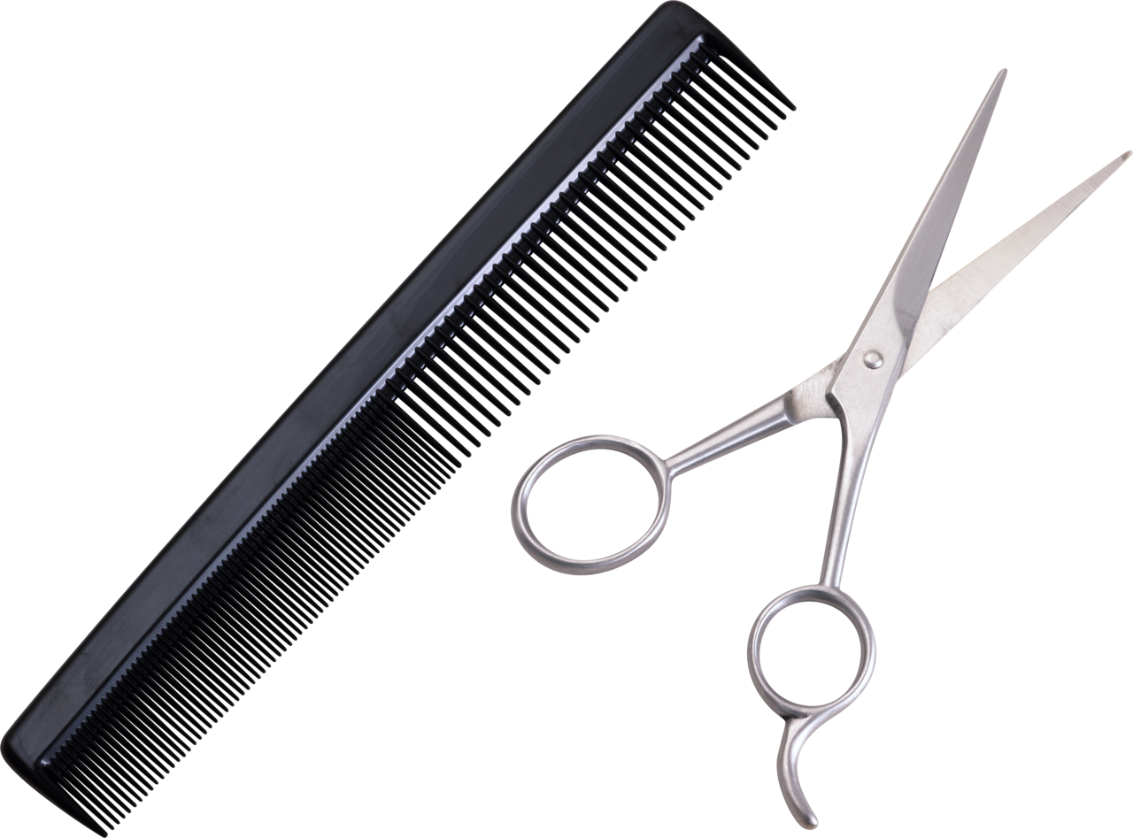 Scissors And Comb Clipart - Large Size Png Image - PikPng