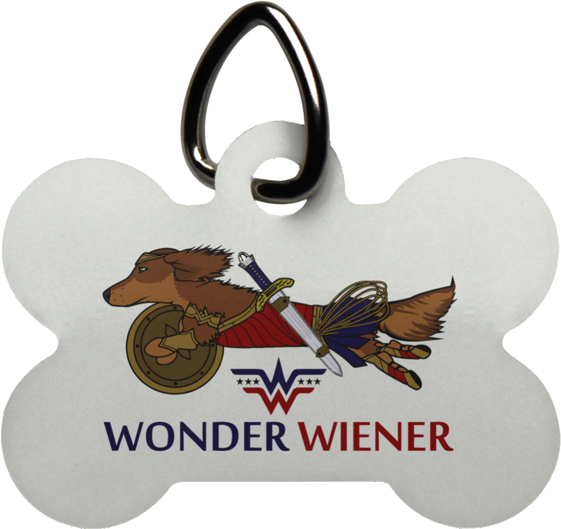 Wonder Wiener Dog Bone Pet Tag - Salchichas En Tatuajes Clipart - Large ...