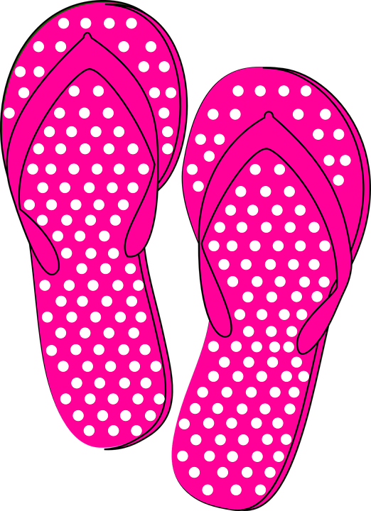 Pink Clipart Summer - Pink Polka Dot Flip Flops - Png Download - Large ...