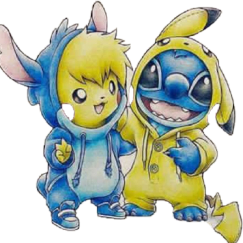 #stitch #pikachu #pokemon #cute - Stitch Drawing Clipart - Large Size ...