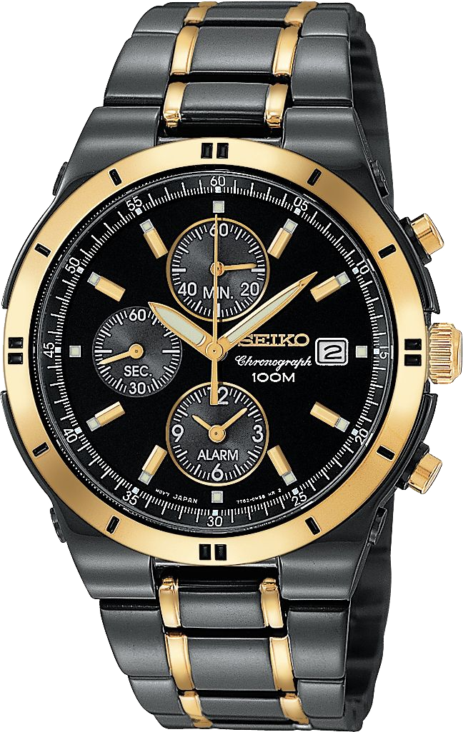 Watches Png Image - Seiko Black Gold Chronograph Clipart - Large Size ...