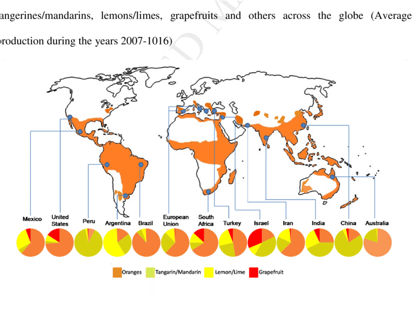 Geographical Distribution Of Production Of Major Citrus - Countries ...