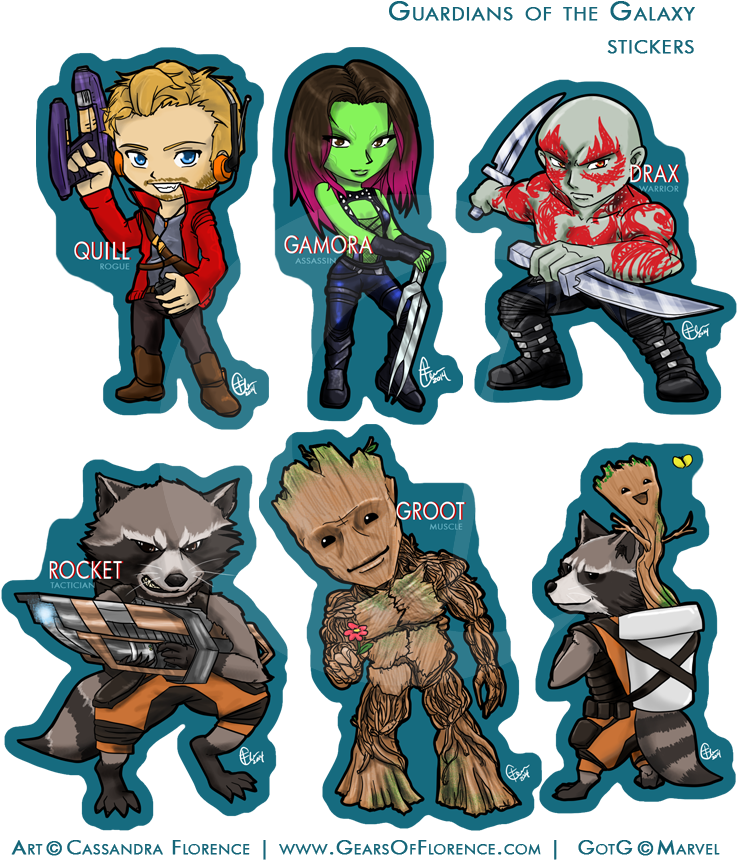 Guardians Of The Galaxy Stickers By Gearsofflorence - Galaxy Of The ...