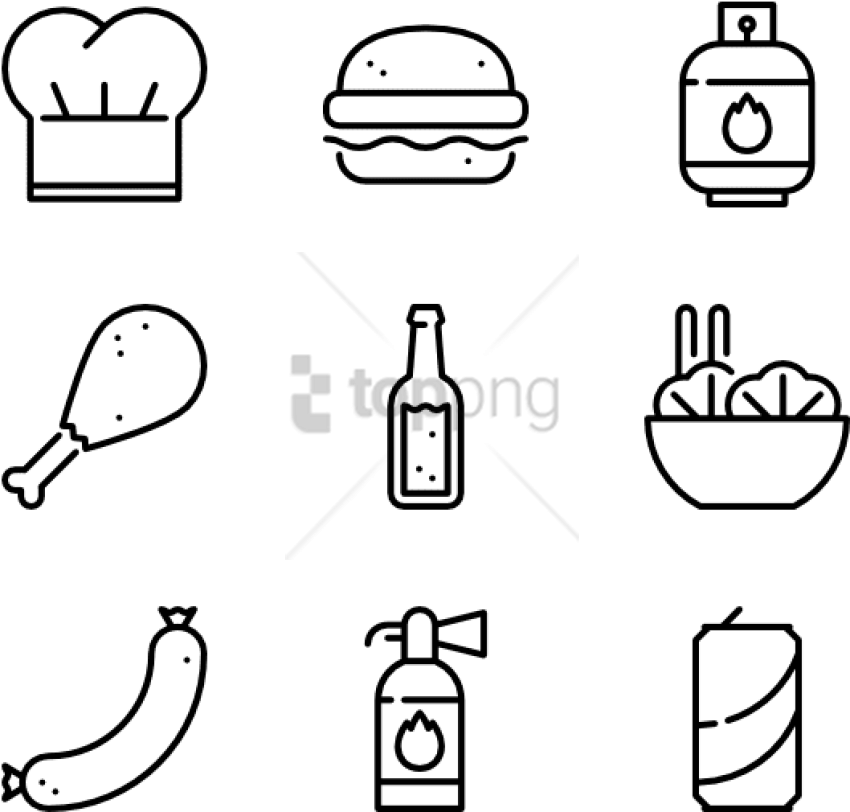 Free Png Bbq Line Craft 50 Icons Clipart - Large Size Png Image - PikPng