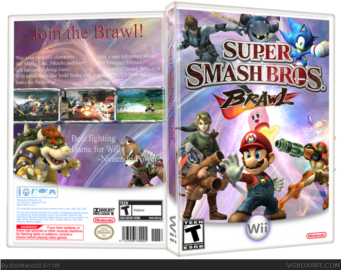 Brawl Box Art Cover - Super Smash Bros Brawl Clipart - Large Size Png ...