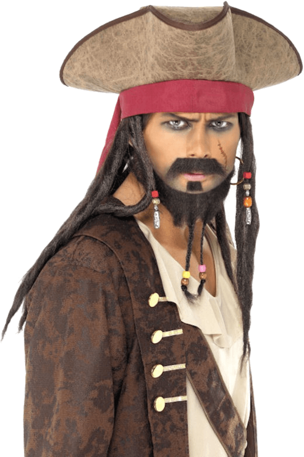 Adult Pirate Hat With Hair - Pirate Moustache Clipart - Large Size Png ...