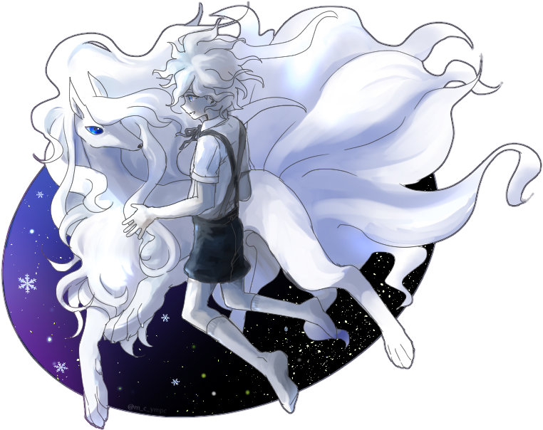 Alolan Ninetales And Komaeda Nagito Drawn By M C Ympc - Nagito Danganronpa As Pokemon Clipart ...