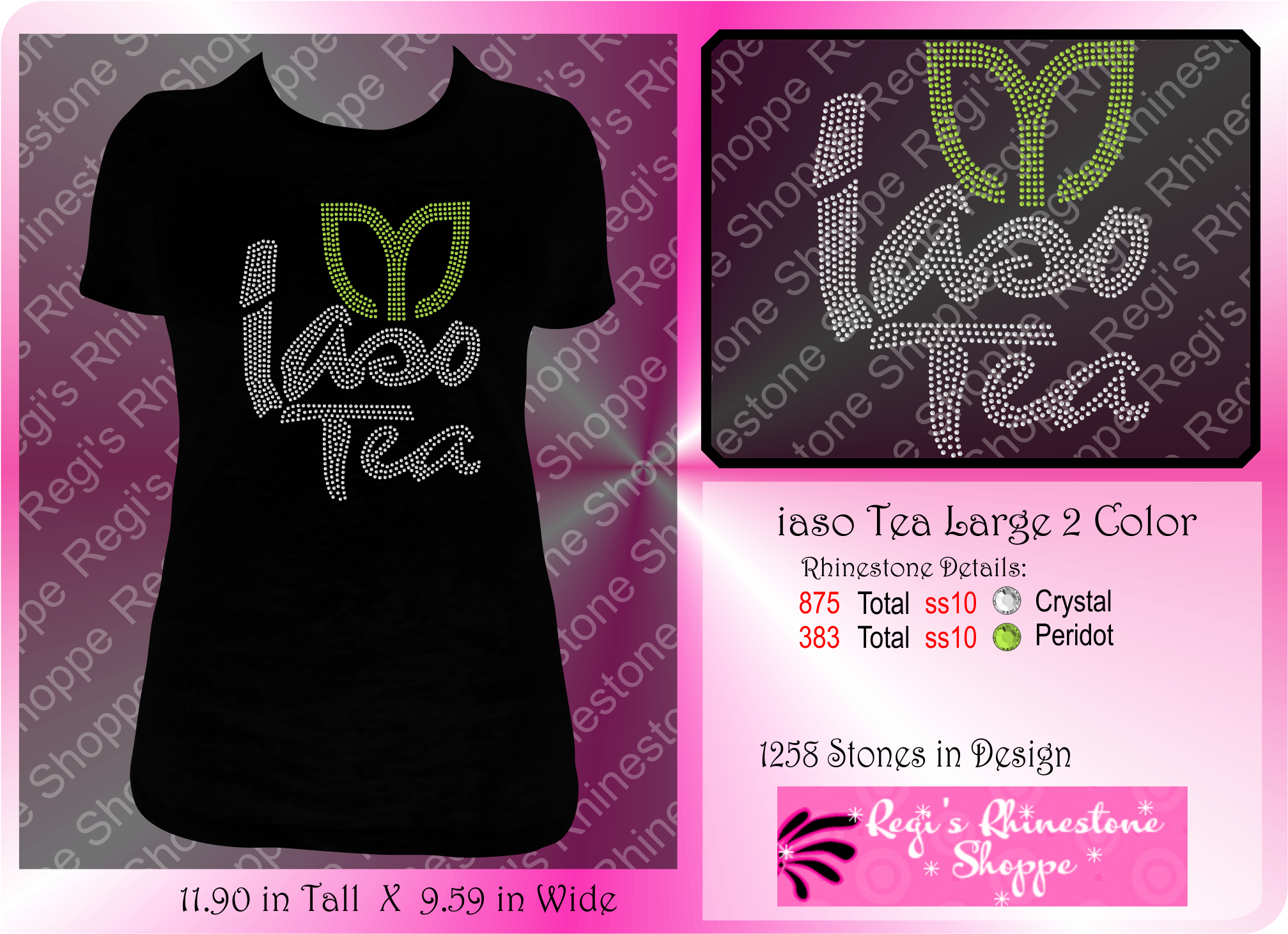 Iaso Tea Large 2 Color Version A Rhinestone Transfer - Illustration ...