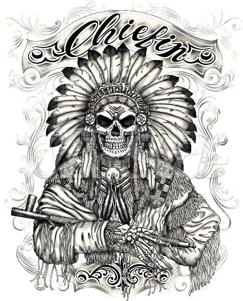 Chiefin' Skull Chief - Skull Chief Drawings Clipart - Large Size Png ...