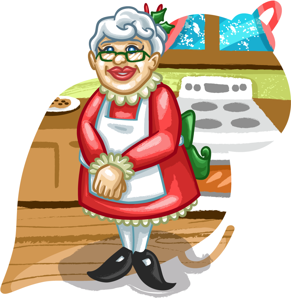 Mrs - Claus - Cartoon Clipart - Large Size Png Image - PikPng