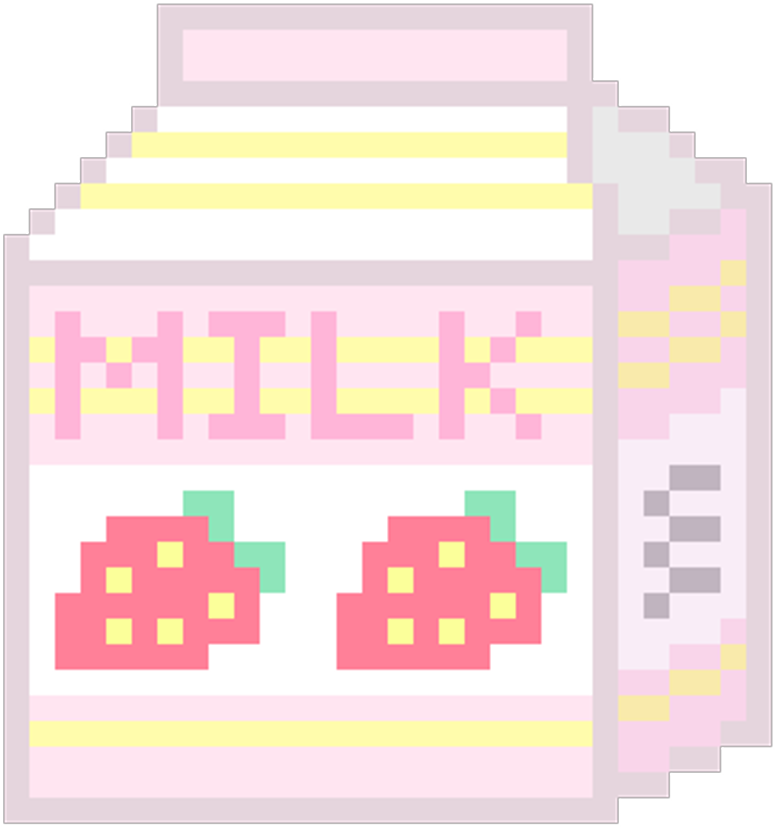 Kawaii Transparent Pixels - Transparent Pixel Art Milk Clipart - Large ...