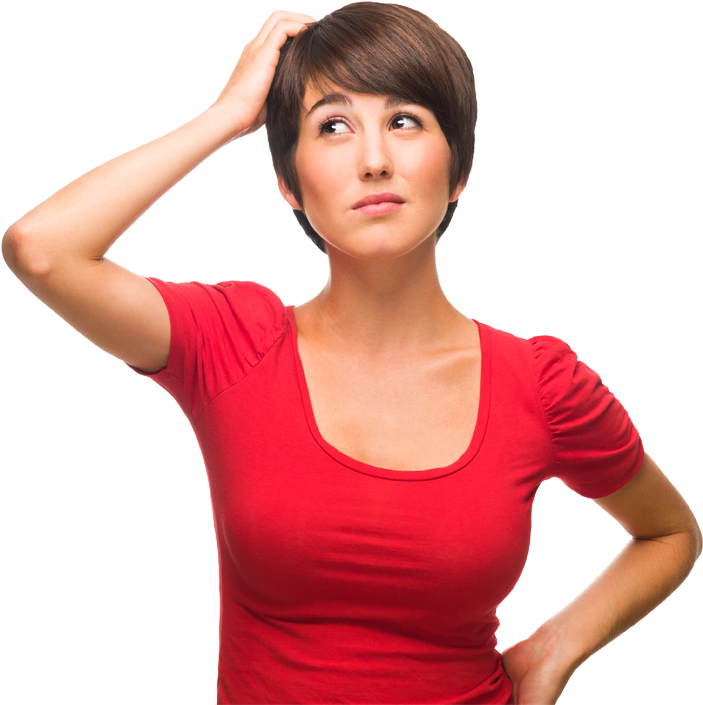 Frequently Asked Questions - Woman Scratching Her Head Clipart - Large ...
