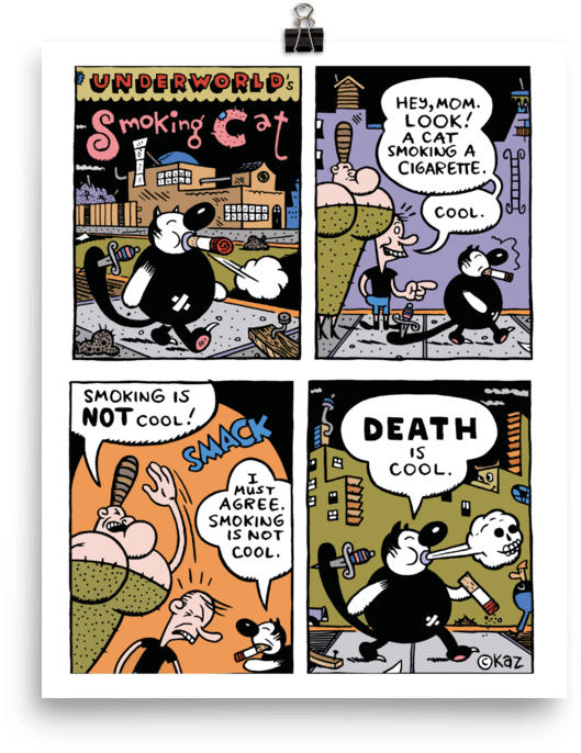 Underworld Smoking Cat Print - Kaz Smoking Cat Clipart - Large Size Png ...